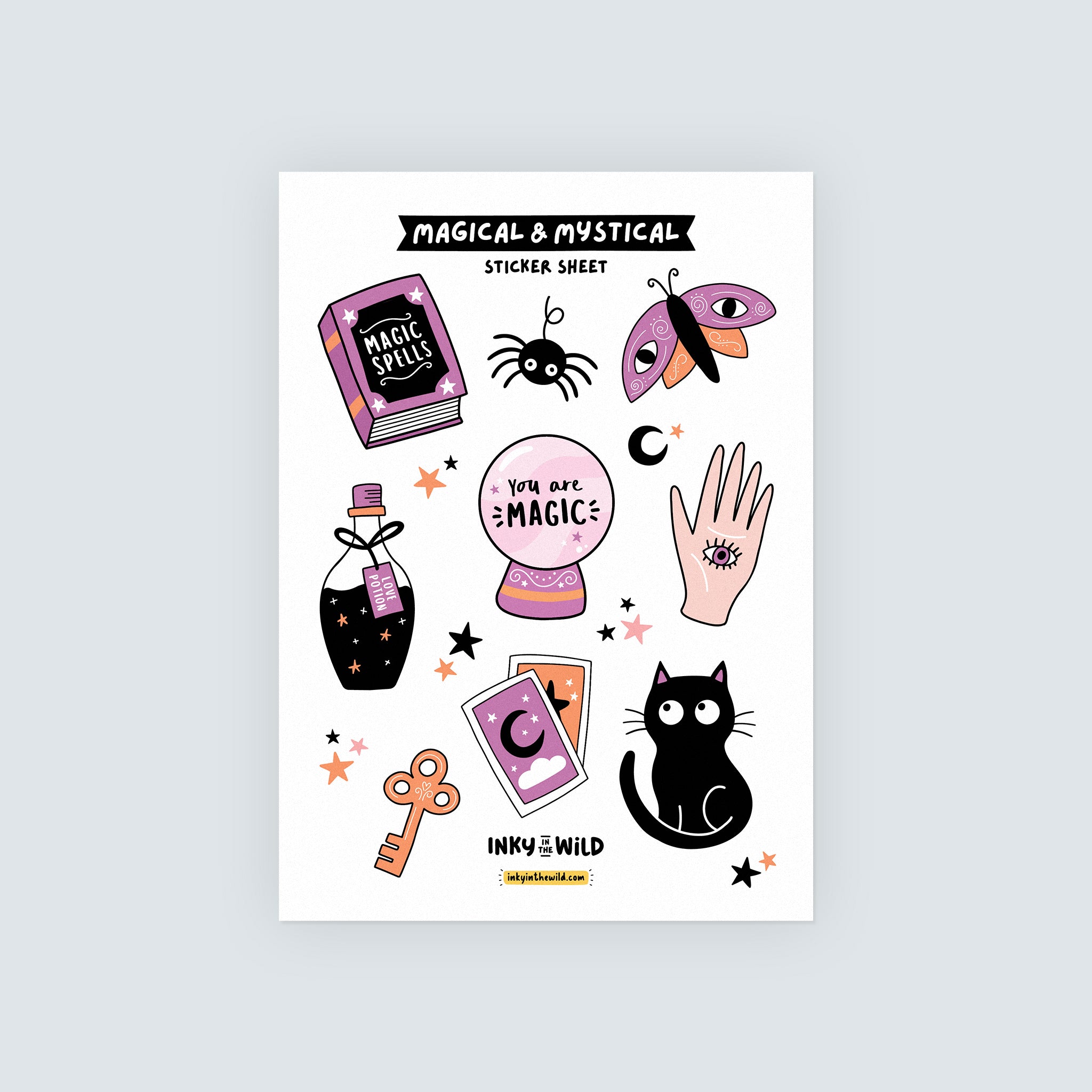 Magical & Mystical Sticker Sheet (A5) – Inky in the Wild